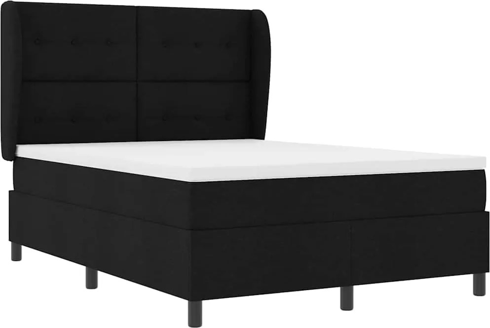 Postel s boxspringem s čelo Černá 140 x 190 cm textil 3340559