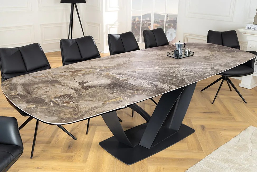 Rozkládací keramický jídelní stůl Magma 180-220-260cm taupe mramor