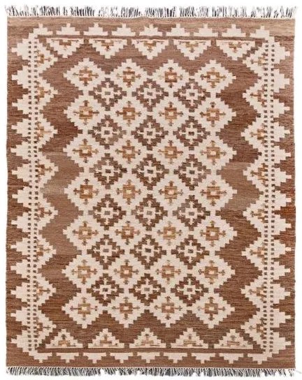 Diamond Carpets India, Ručně vázaný kusový koberec M. Kelim DE 2262 Brown Mix, 240x300, hnědá, chodba / předsíň