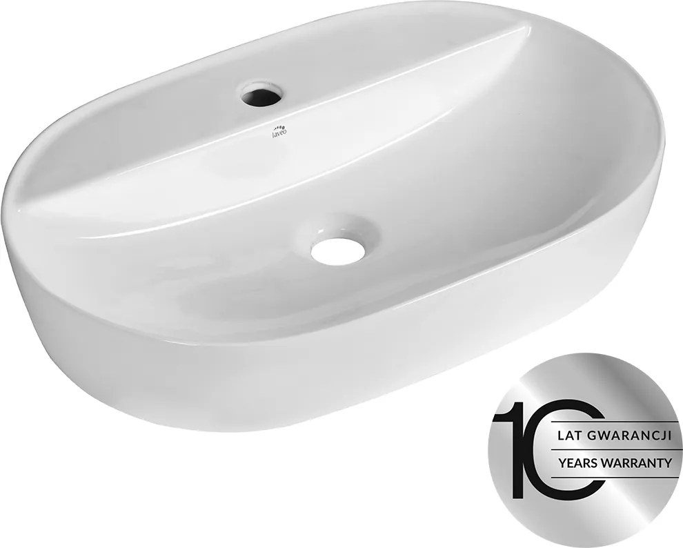 Laveo Lomami, umyvadlo na desku 610x400x120 mm, bílá lesklá, LAV-VUL_6161