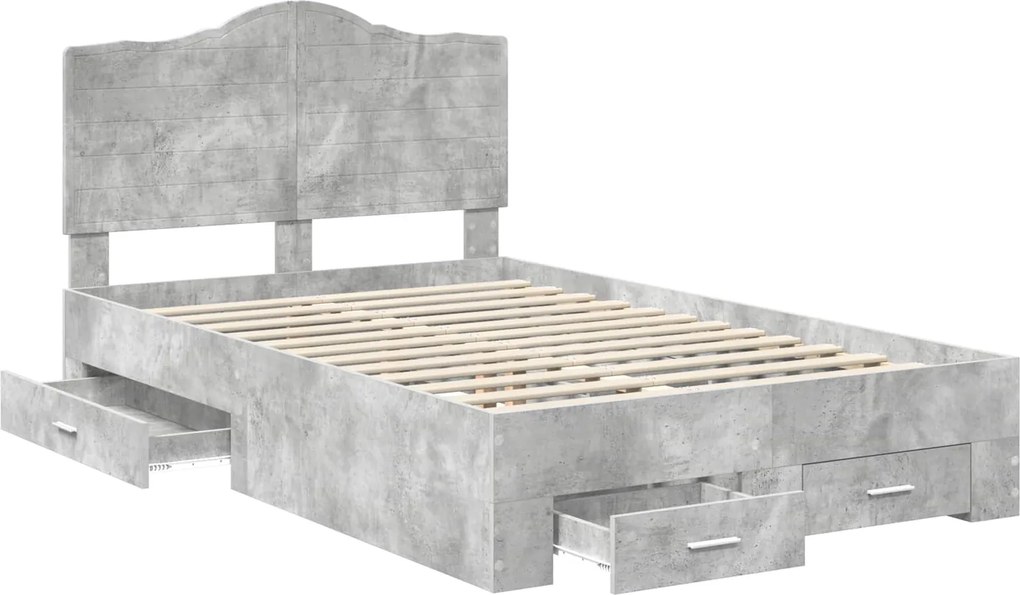 Rám postele s čelo Betonově šedá 135 x 190 cm Kompozitní dřevo 3413615