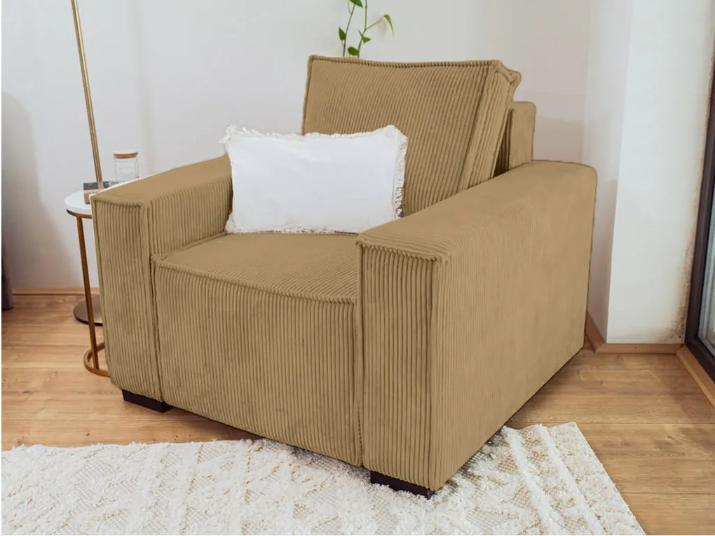Křeslo s taburetem SMART SET, hořčicová