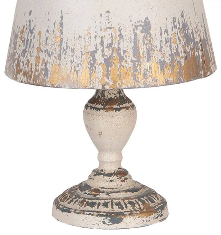 Béžovo-zlatá kovová stolní lampa s dřevěnou nohou Pascal – 32x47 cm