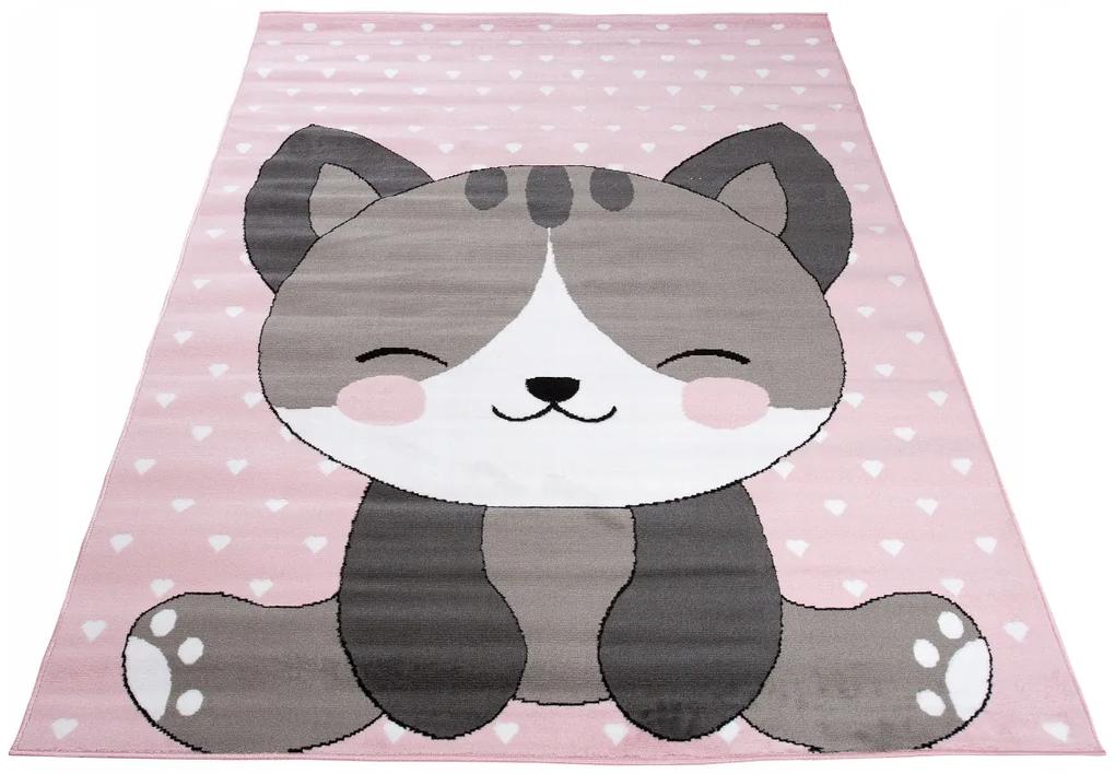 Chemex Dětský koberec kočička růžový různé rozměry Rozměr: 200x300cm