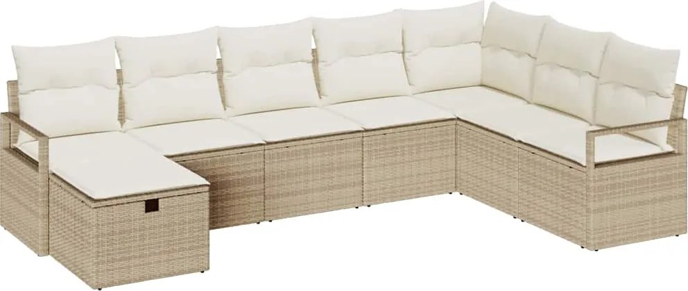 Set pohovek s polštářem s úložištěm Béžová a krémová polyratan 3359230