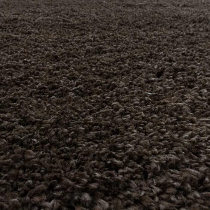Vopi | Kusový koberec Fluffy shaggy 3500 brown - Kruh průměr 120 cm