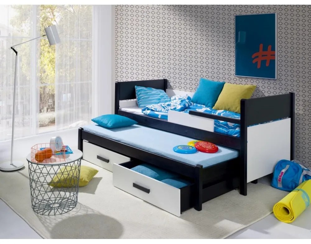 Dětská postel s přistýlkou a úložným prostorem Daniel, masiv borovice MEBLOBED