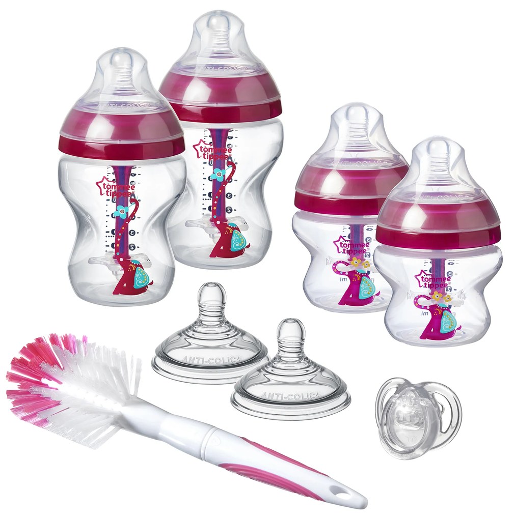 Sada kojeneckých lahviček C2N ANTI-COLIC Pink + Koš na pleny Sangenic Twist & Click