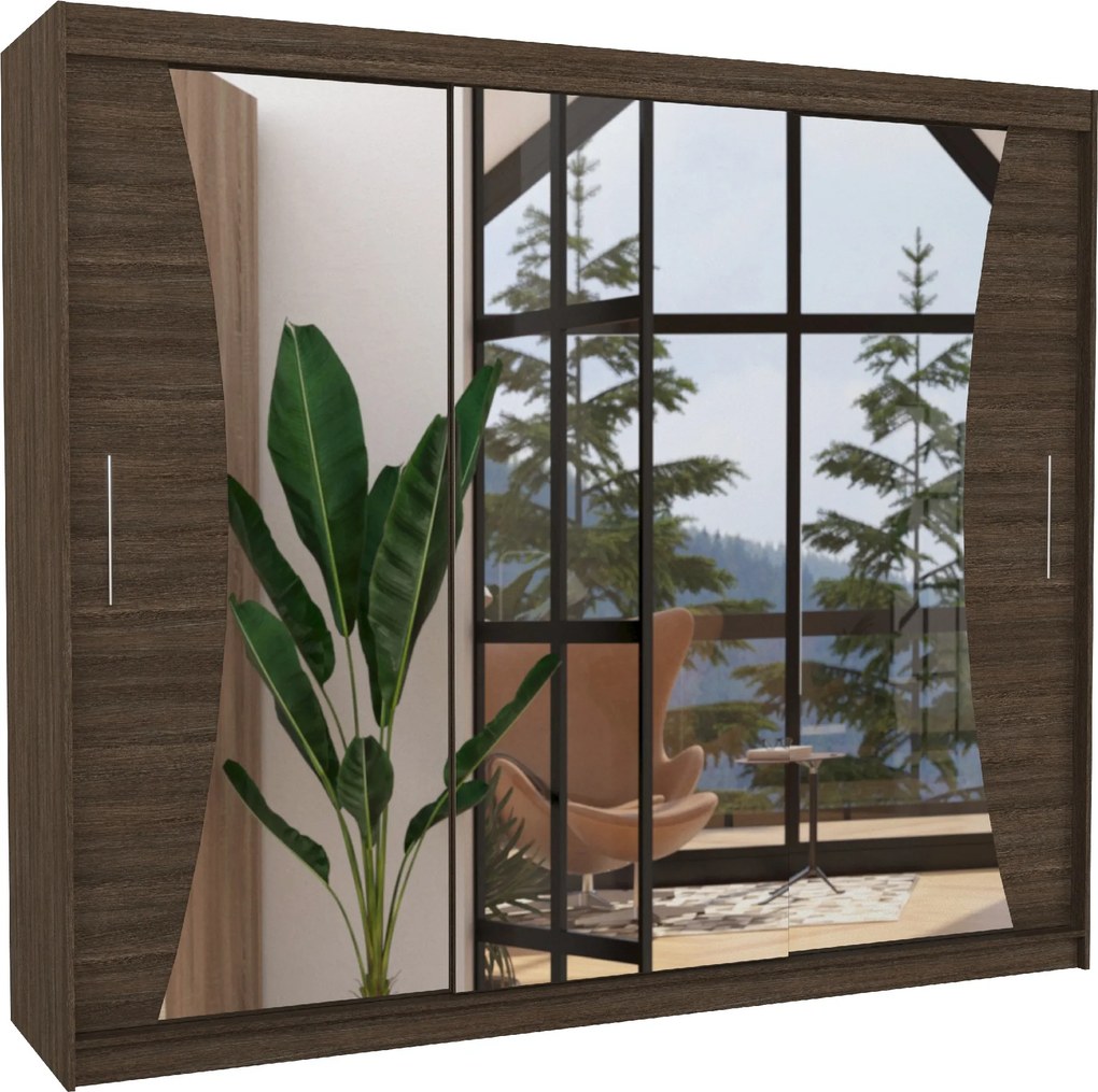 ADRK Furniture Skříň s posuvnými dveřmi a zrcadlem DIEGO 250 ADRK-SW-DIE-CH-250