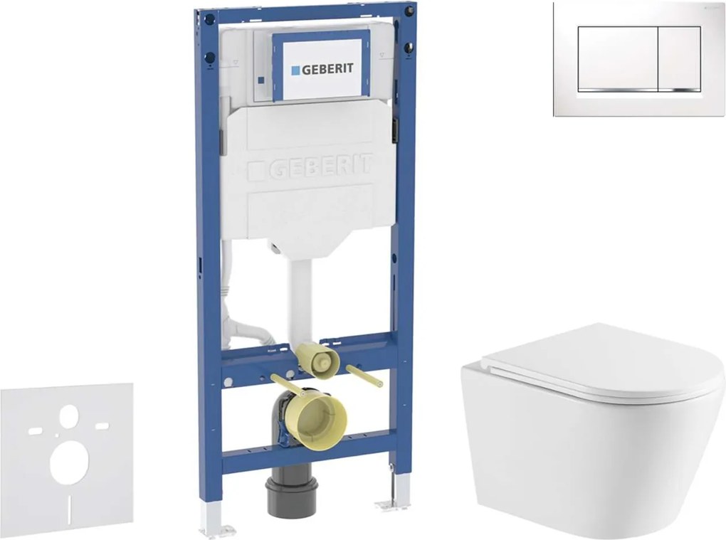 Geberit Duofix - Set předstěnové instalace, klozetu Nefia a sedátka softclose, tlačítko Sigma20, bílá/chrom SANI11CA31108