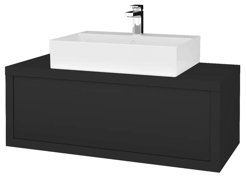 Dřevojas Koupelnová skříň STORM SZZ 100 (umyvadlo Kube) Varianta: M05 Béžová mat / L01 Bílá vysoký lesk