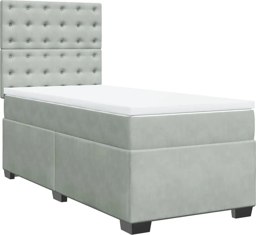 Box spring postel s matrací světle šedá 90x190 cm samet 3290798