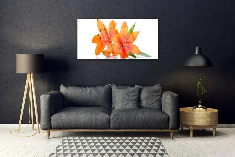 akrylový obraz Oranžové Květiny 100x50 cm