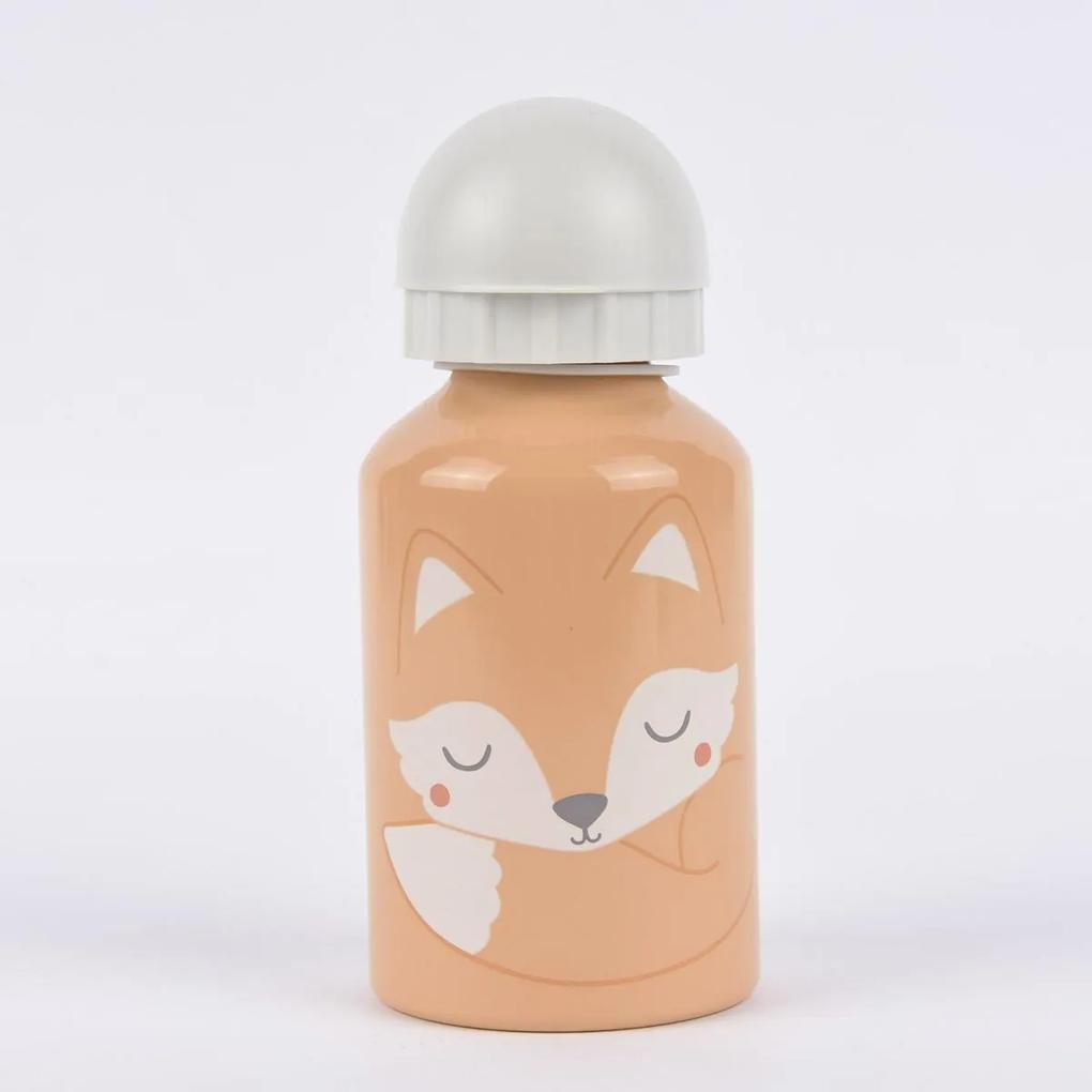 sass & belle Dětská kovová lahev Woodland Fox 300 ml, oranžová barva, béžová barva, kov, plast