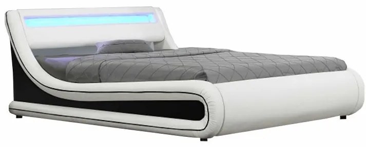 Manželská postel s osvětlením MANILA 180x200cm - bílá/černá