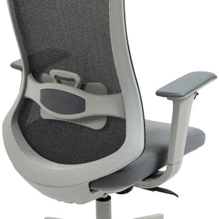 Autronic Kancelářská židle Kancelářská židle, šedý plast, šedá průžná látka a mesh, 4D područky, kolečka pro tvrdé podlahy, multifunkční mechanismu (KA-V321 GREY)