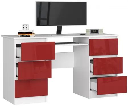Počítačový stůl A-11 bílá/červená lesk