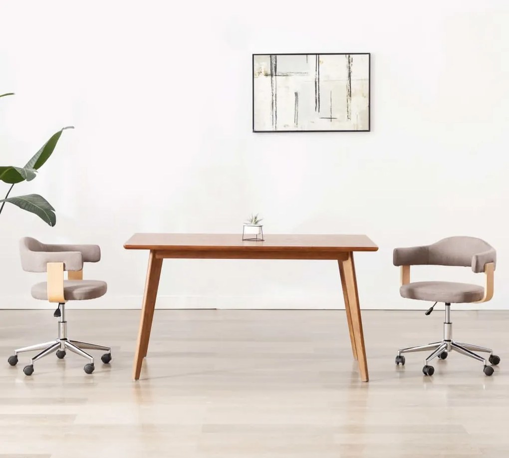 Otočná jídelní židle taupe ohýbané dřevo a textil 287420