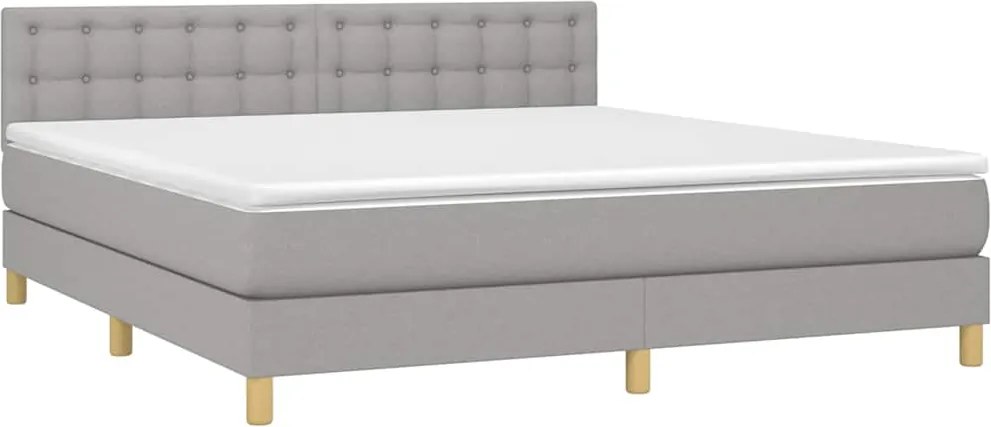 Box spring postel s matrací a LED světle šedá 180x200 cm textil 3134053