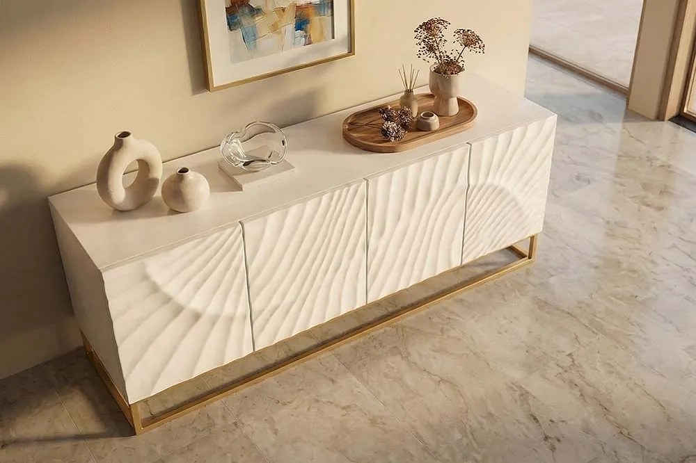 Designová komoda Shayla 177 cm bílé mango
