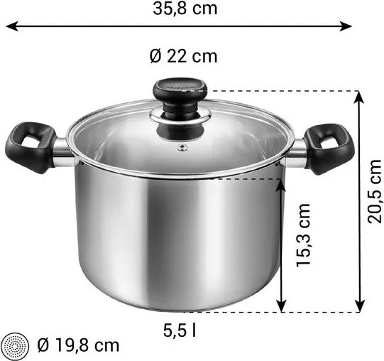 TESCOMA Hrnec BRAVA s poklicí ø 22 cm, 5,5 l