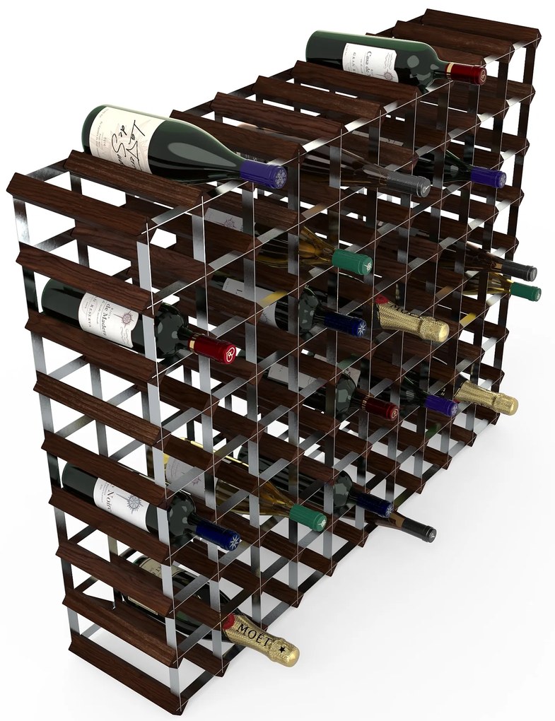 Stojan na víno RTA na 90 lahví, tmavá borovice - pozinkovaná ocel / sestavený