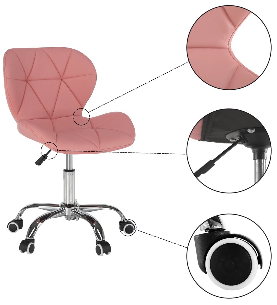 Designová kancelářská židle NOMI - růžová ekokůže
