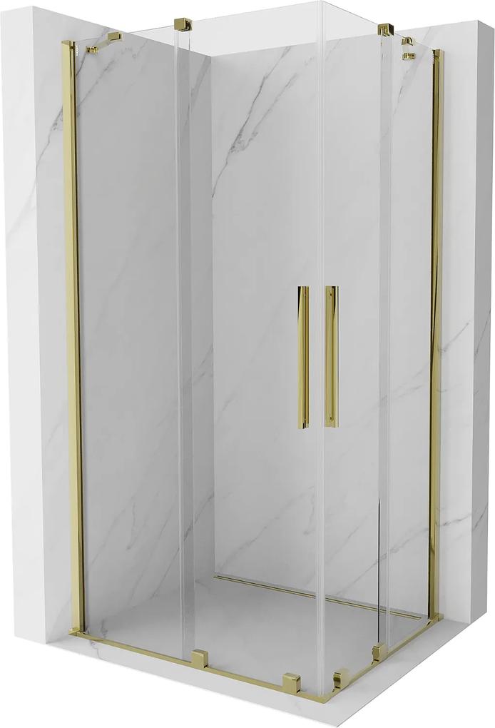 Mexen Velar Duo, sprchový kout s posuvnými dveřmi 100(dveře) x 90(dveře) cm, 8mm čiré sklo, zlatý lesklý profil, 871-100-090-02-50