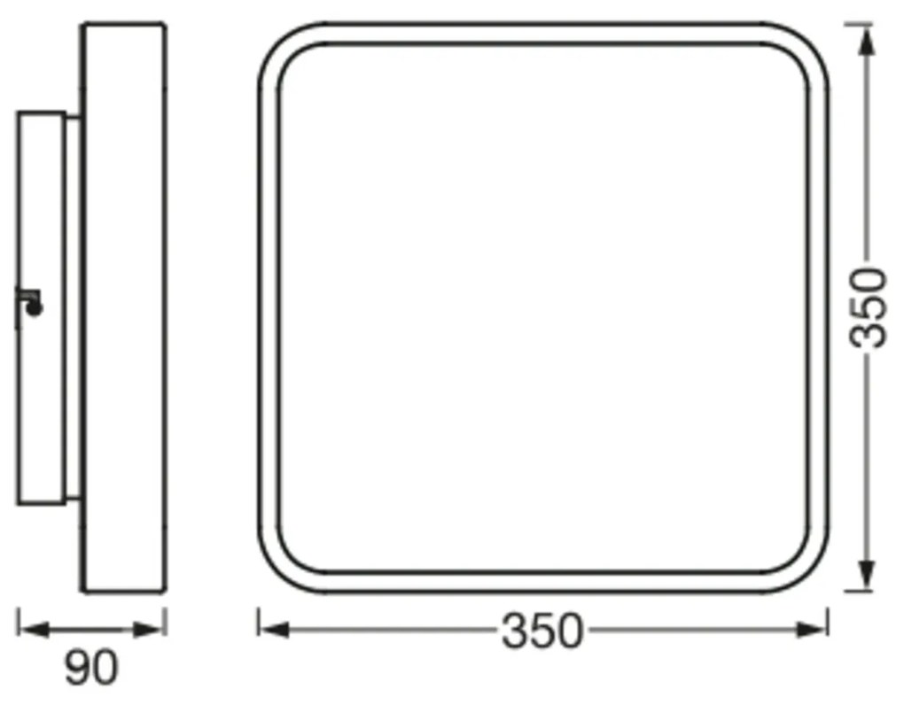 Sapho, ORBIS BACKLIGHT stropní svítidlo, 350x350mm, WIFI RGB + stmívatelné, 2800lm, 28W, černá