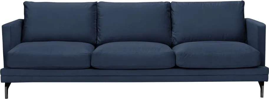 Tmavě modrá trojmístná pohovka s podnožím v černé barvě Windsor & Co Sofas Jupiter