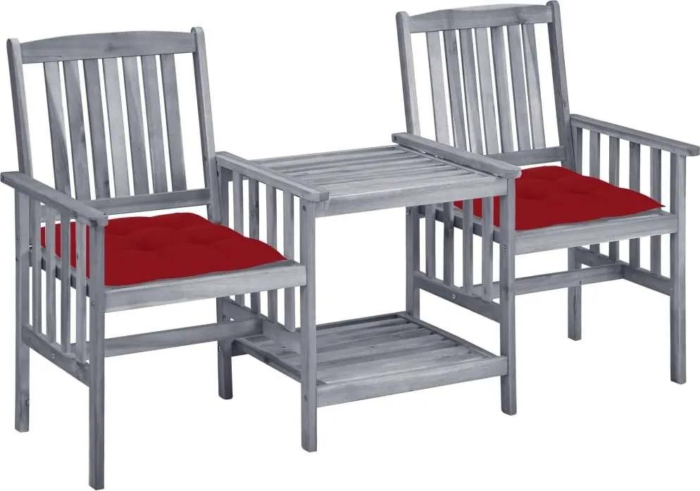 vidaXL Zahradní židle s čajovým stolkem a poduškami masivní akácie [3061318] Barva: antracitová
