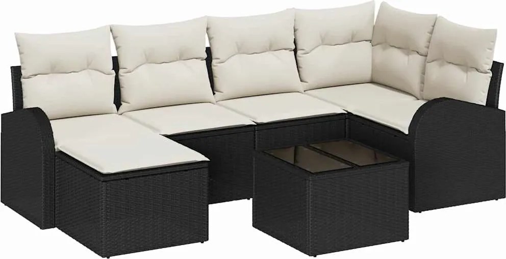 Set pohovek 7 ks Černá a bílá polyratan 3354786