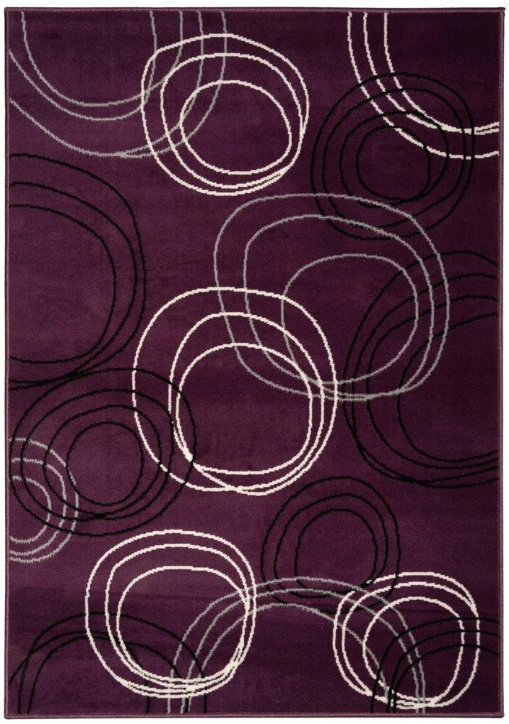 Alfa Carpets, Kusový koberec Circles lila, 190x280, fialová, chodba / předsíň