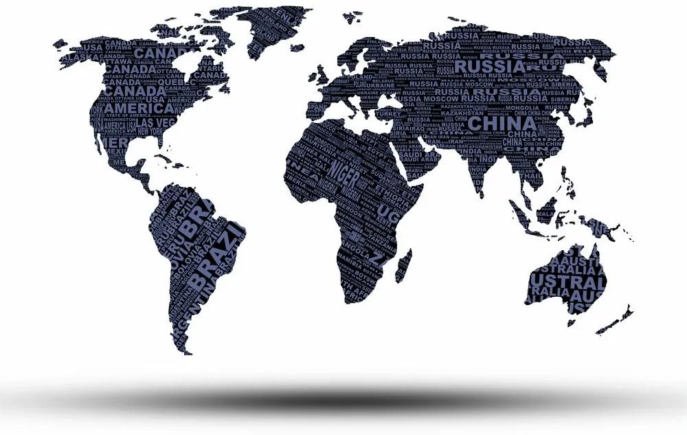 Samolepící tapeta mapa světa - 225x150 cm