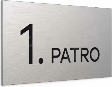 ACCEPT Označení podlaží "1. PATRO" - stříbrná tabulka - černý popis