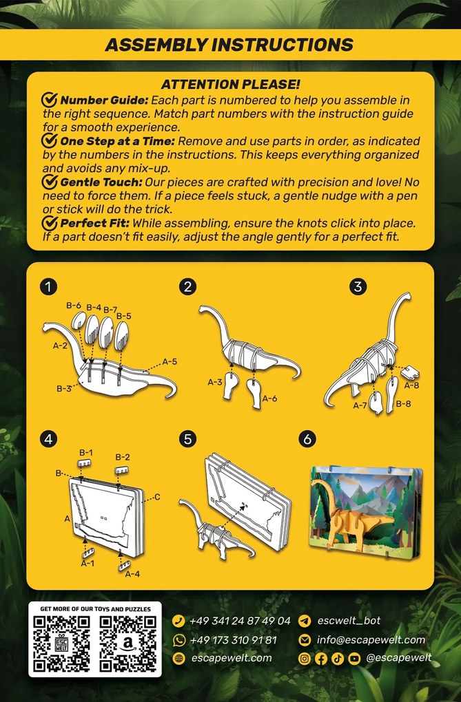 EscapeWelt 3D dřevěné puzzle Brontosaurus