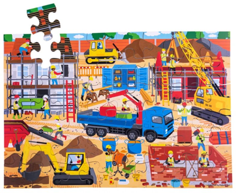 Bigjigs Toys Podlahové puzzle Staveniště 48 dílků