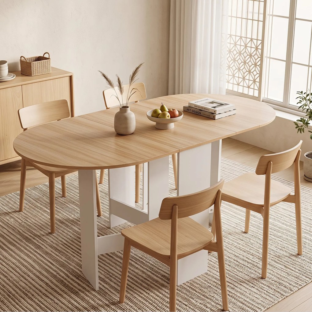 Costway Skládací stůl kulatý Skládací pro 4 až 7 osob – 163 × 80 × 75 cm