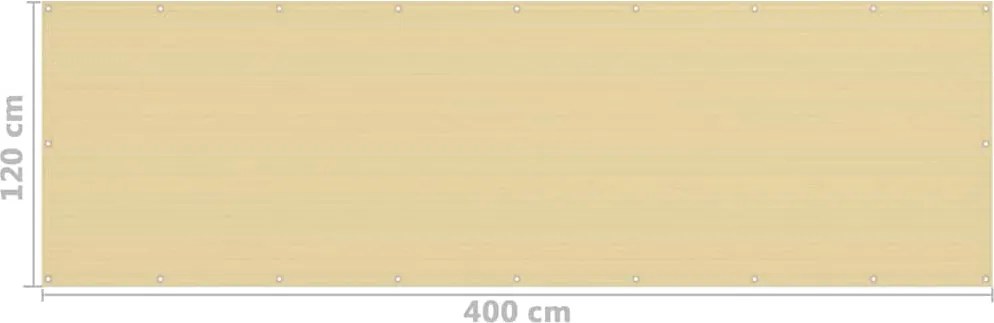 Balkonová zástěna béžová 120 x 400 cm HDPE 310917