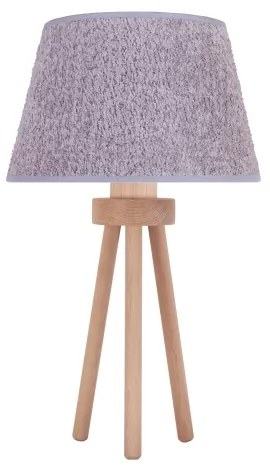 Duolla - Stolní lampa BOUCLE 1xE27/15W/230V pr. 28 cm šedá/dřevo