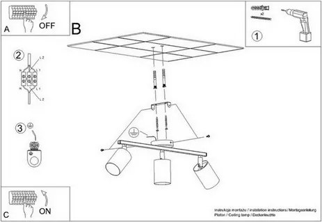 Stropní svítidlo SOLLUX LEMMI 3 černé GU10 3x40W bez žárovky SL.1128