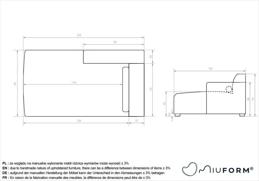 Béžový modul pohovky (levý roh) Flex Felix – Miuform