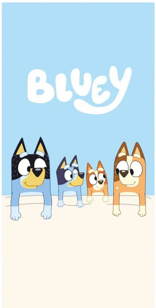 Bavlněná osuška kočička Bluey - motiv Rodinka v pelíšku - 100% bavlna - 70 x 140 cm
