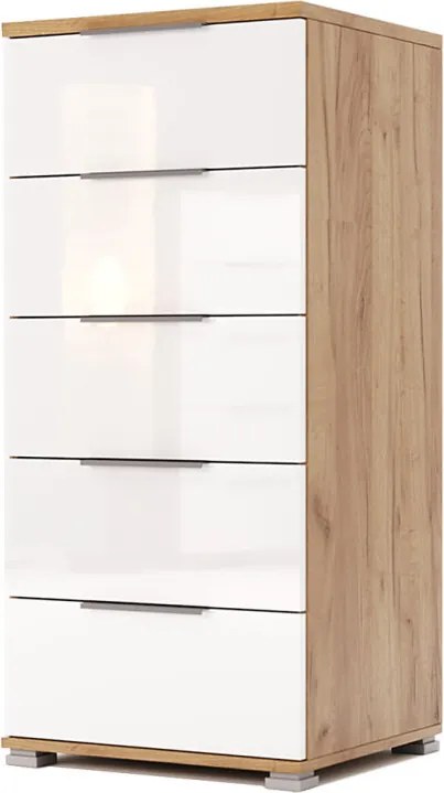 Komoda 5Š, dub kraft / bílá Asti