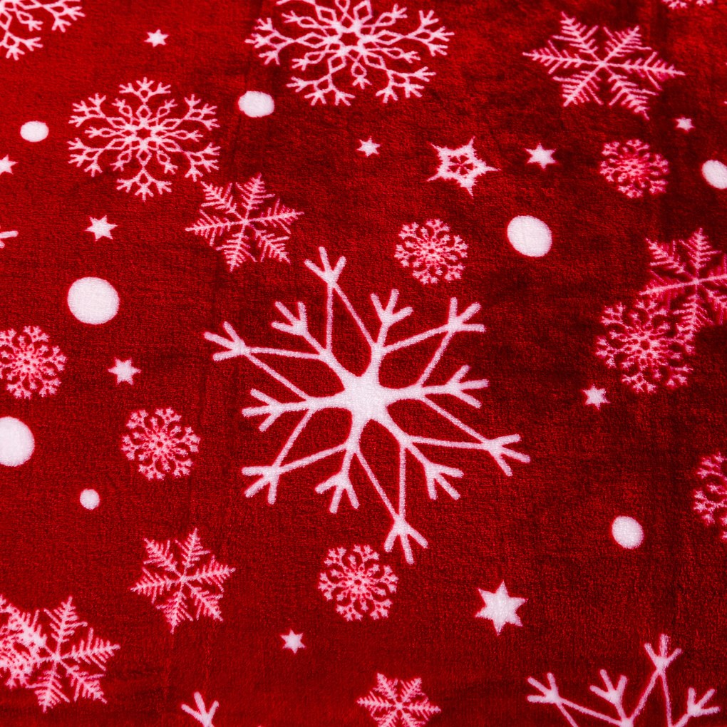 Červená vánoční mikroplyšová deka SNOWFALL Rozměr: 150 x 200 cm