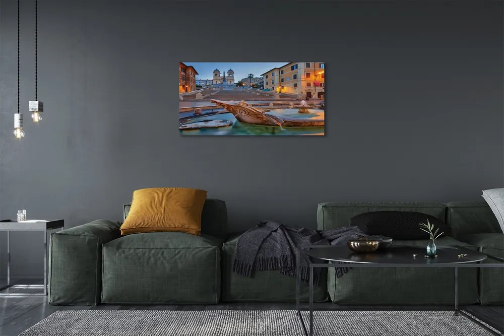 Obrazy na plátně Řím Sunset kašna budovy 125x50 cm