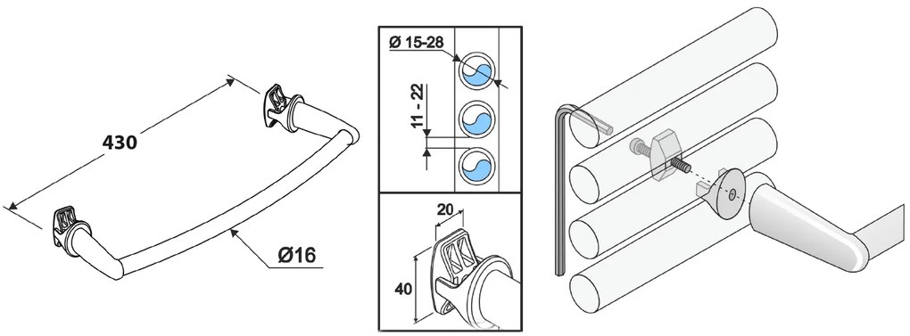 Aqualine IDO-50 sušák ručníků na otopná tělesa 500 mm oblý bílý