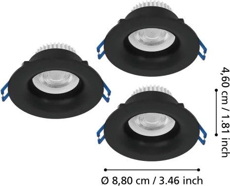 Eglo 902274-SADA 3xLED Kou. pod. sví. SALABATE LED/4,9W/230V pr.8,8cm IP65 černá