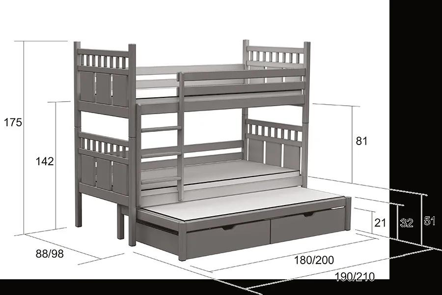 Bradop Patrová postel Vašík L902 s přistýlkou | Rozměr: 90 - Šířka matrace 90