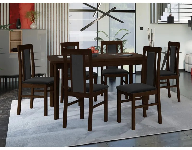 Rozkládací stůl se 6 židlemi - AL34, Barva dřeva: olše-L, Potah: 25x - Paros 2